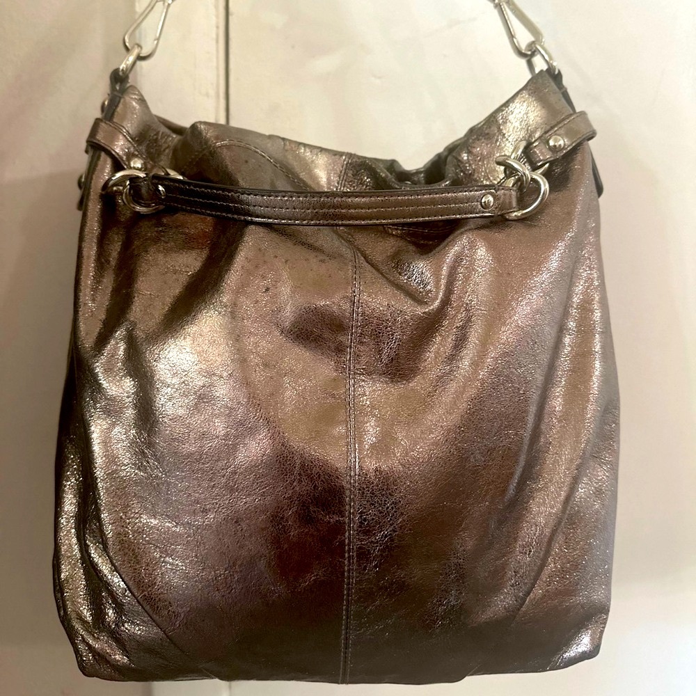 Coach "Brooke" Gold Metallic Sparkle Hobo Style Leath… - Gem
